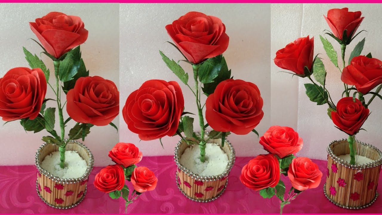 How to make ROSE FLOWER using plastic bag - YouTube