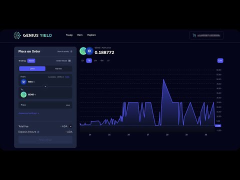 Genius Yield's DEX - placing a limit order - YouTube