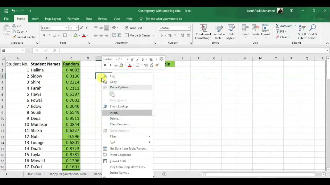 How to Make Simple Random Sampling Using Excel (Somali Language) - YouTube