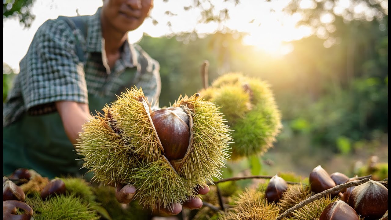 The Season of Chestnuts, How Farmers Grow and Harvest Ripe Chestnuts ...