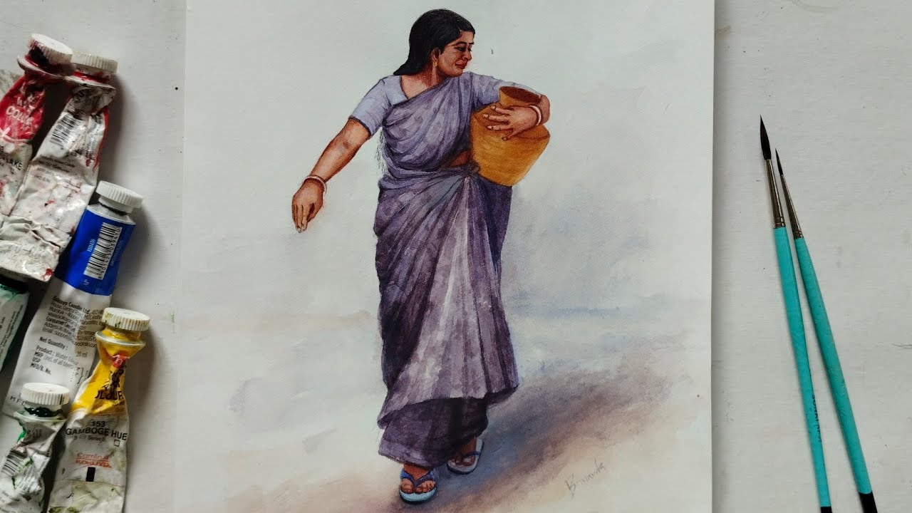 how to make watercolour human figure painting/Watercolour painting ...