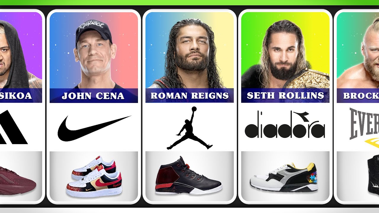 WWE Wrestlers And Their Shoe Brands - YouTube