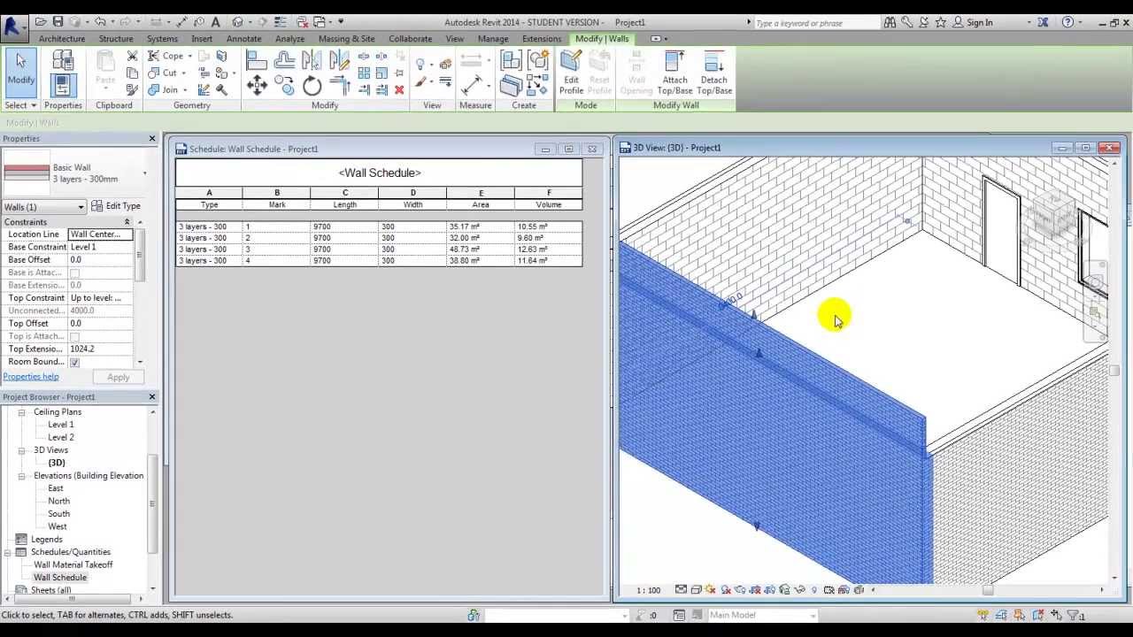 Revit 2014 - Quantities - Walls - YouTube