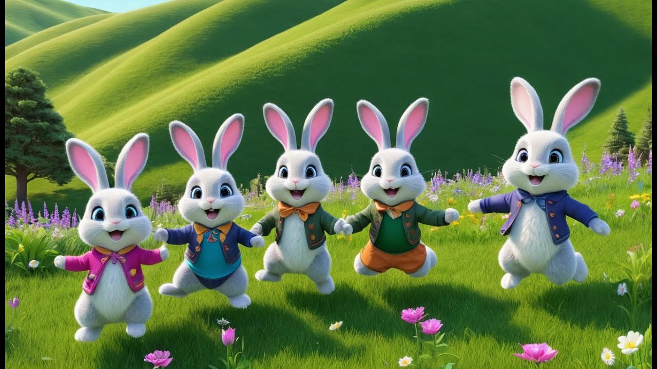 Five Little Bunnies Jumping on the Bed | Bunny Song for Kids ...