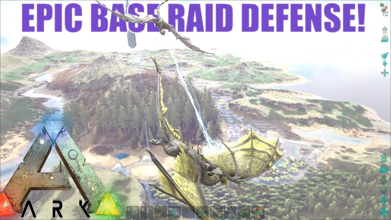 ARK: SURVIVAL EVOLVED - EPIC WYVERN BASE RAID DEFENSE! - YouTube