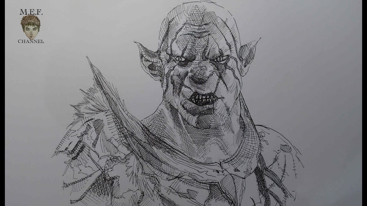 drawing with Tachikawa School G [Azog the Delfier] The Hobbit - YouTube