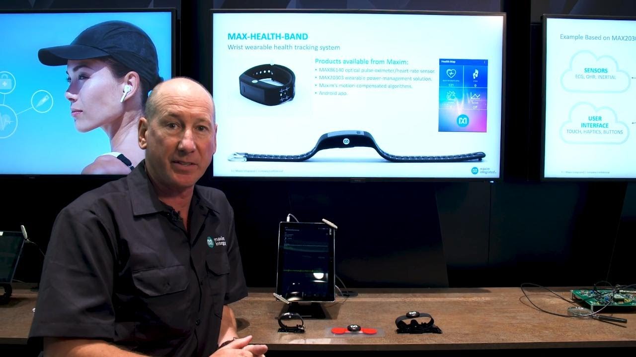 MAX-ECG-MONITOR and MAX-HEALTH-BAND Demo – electronica 2018 - YouTube