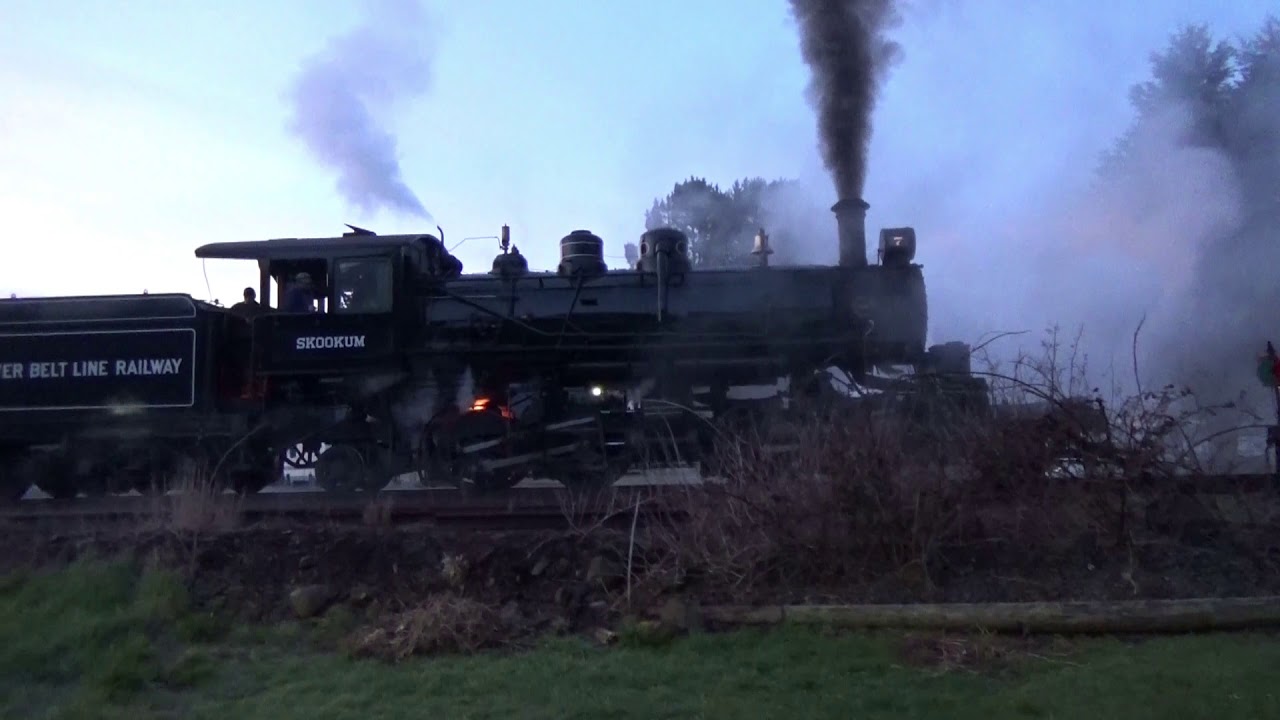 The Skookum No 7 on the Oregon Coast Scenic Railroad from Above. - YouTube