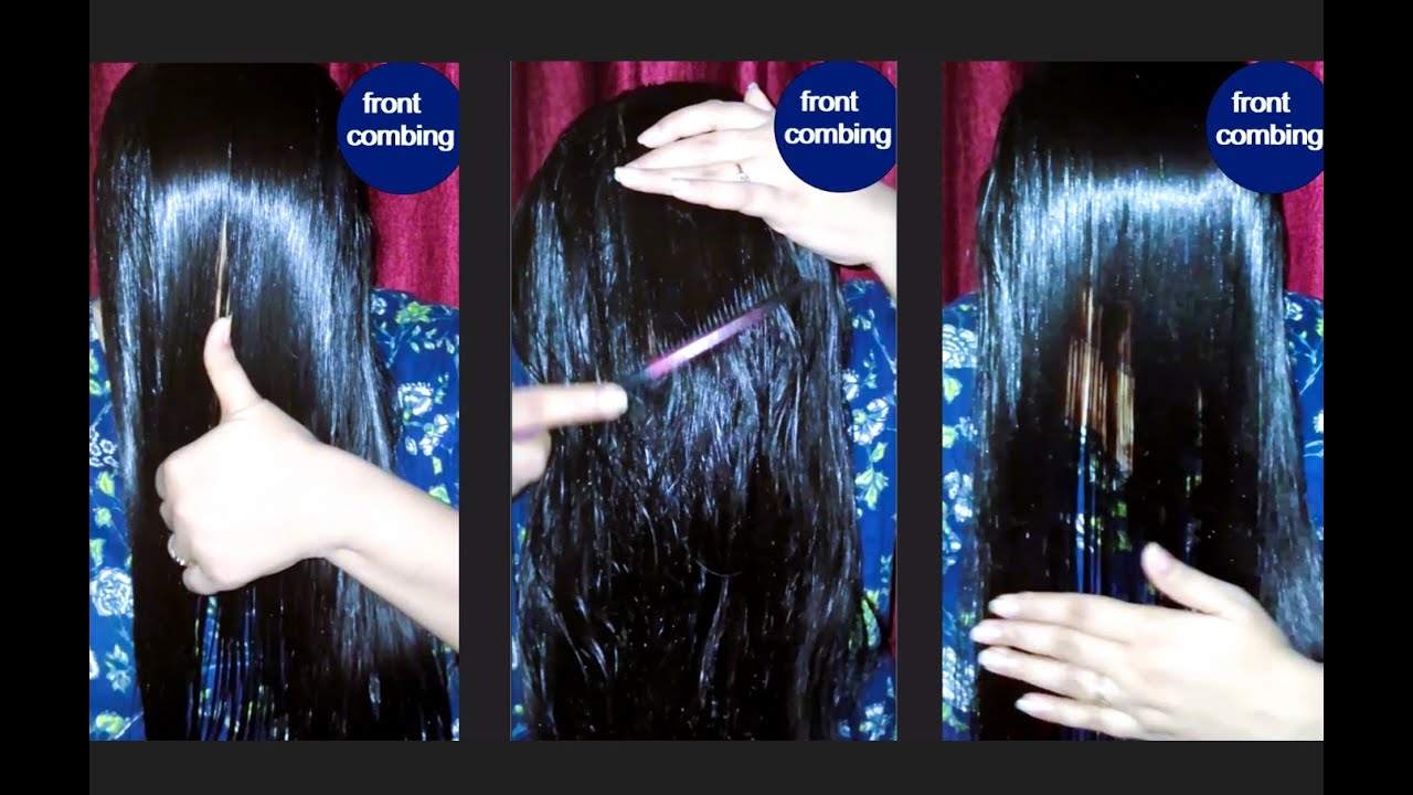 Hair Oiling /Hair Upside Down Combing /Detangle hair /Oiled hair ...