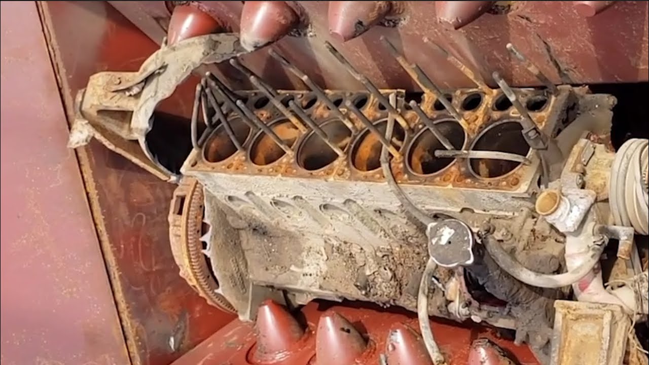 Can the strongest crusher crush a heavy engine? - YouTube