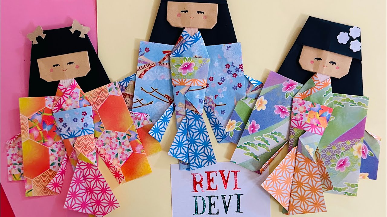 Membuat origami boneka Geisha. Prakarya mancanegara tema Jepang - YouTube