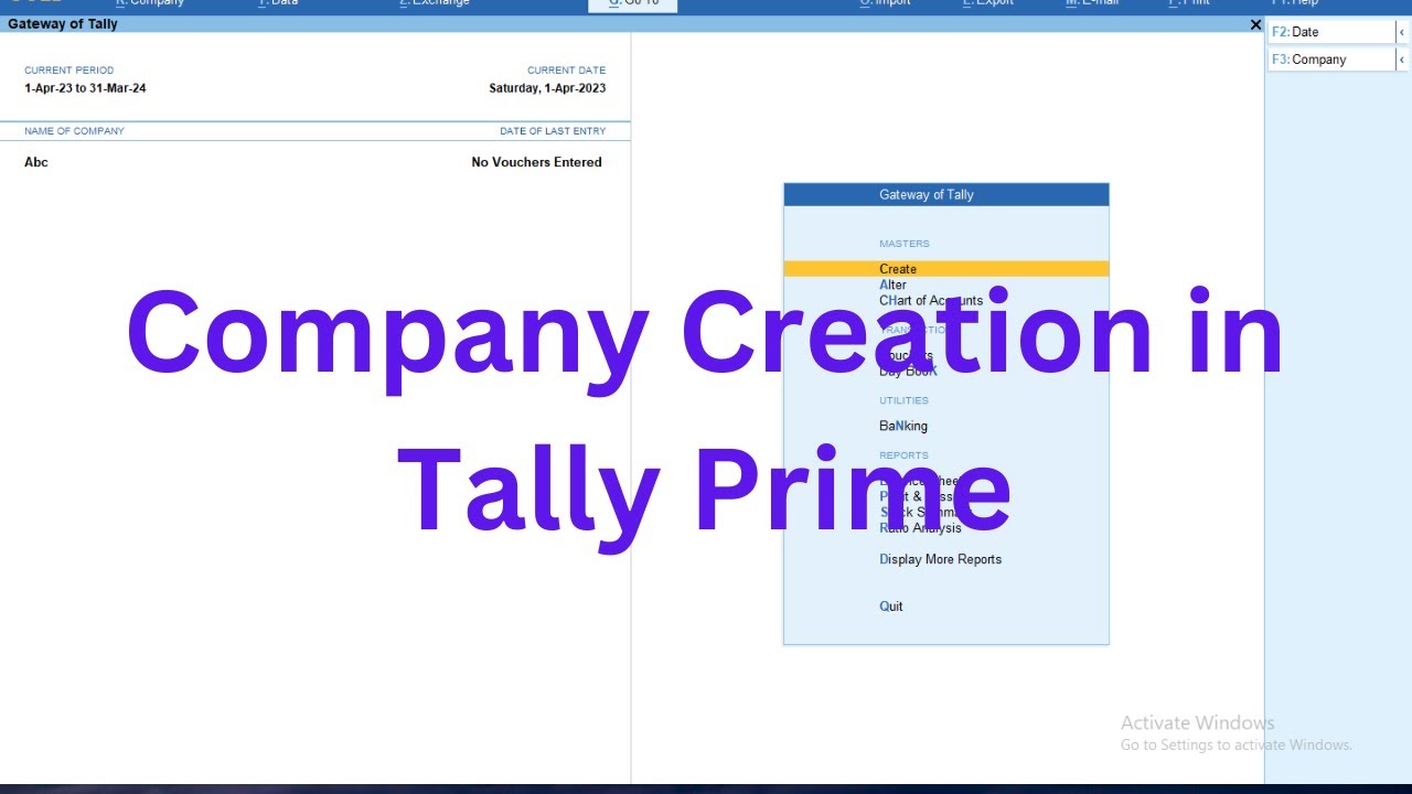 How to Create Company in Tally Prime| Tally Prime me Company Create ...