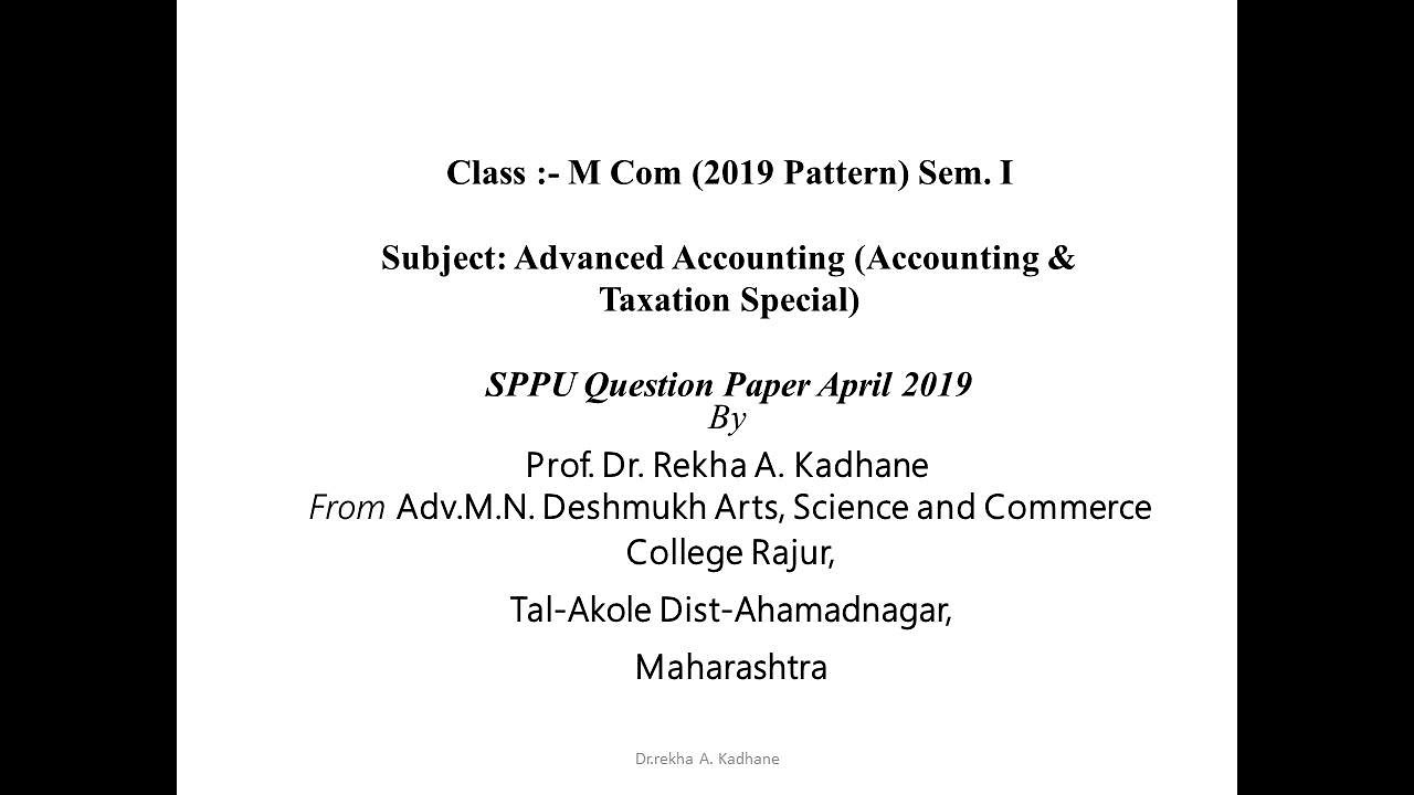 M Com SPPU Question paper November 2019 Advanced Account for Account ...