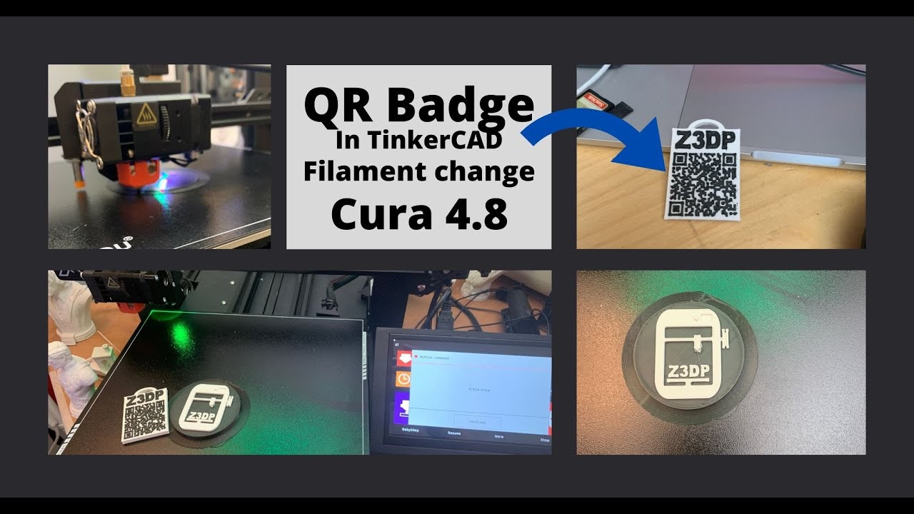 How to make a QR code badge in Tinkercad and filament change in Cura 4 ...