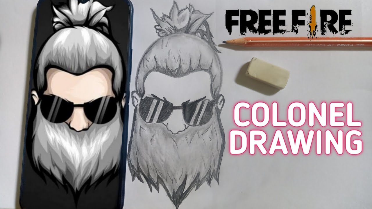 COLONEL LOGO DRAWING || FREE FIRE DRAWING || GARENA FREE FIRE - YouTube