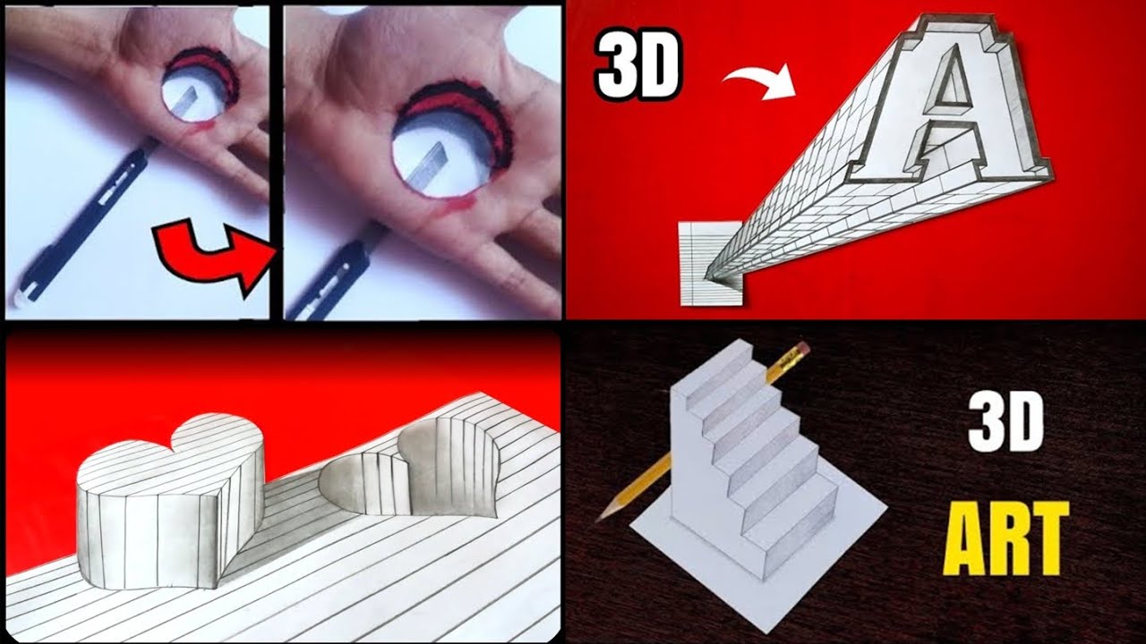4 Different Optical Illusion | 3D Paper Arts [Tabrez Arts] - YouTube