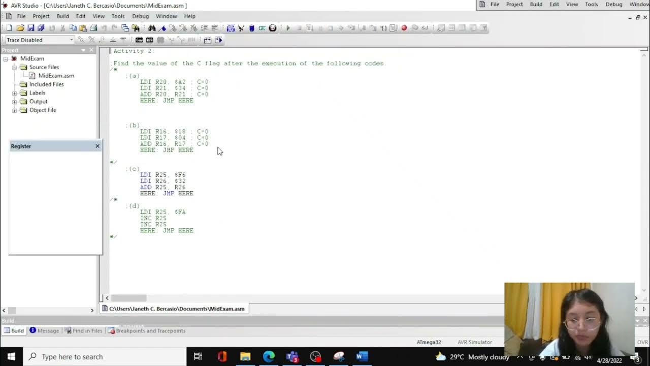 MIDTERM LABORATORY EXAM: MICROPROCESSORS | AVR Studio 4 - YouTube