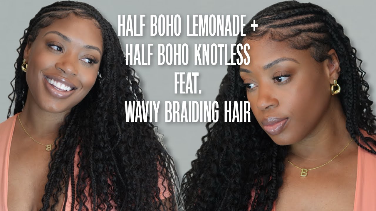 DIY Lemonade Half Boho Knotless Braids | Waviy Hair - YouTube