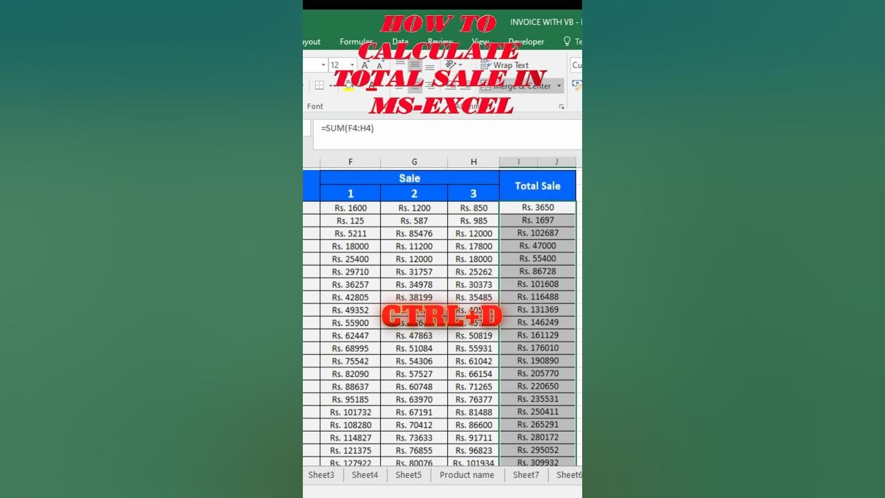 How to Calculate Total Sale in MS Excel | Excel Tips and Tricks| #exceltips#tutorial # ...