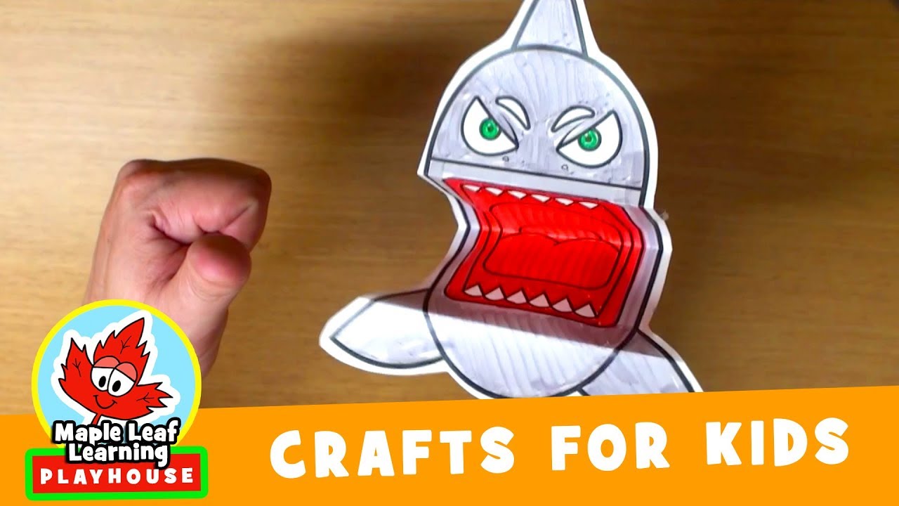 Shark Puppet Craft for Kids | Maple Leaf Learning Playhouse - YouTube