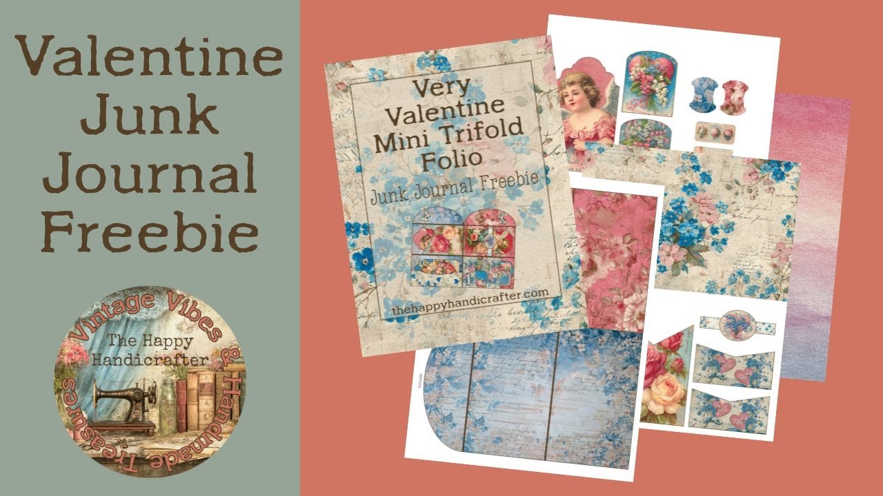 Very Valentine Mini Trifold Folio | Junk Journal Freebie - YouTube