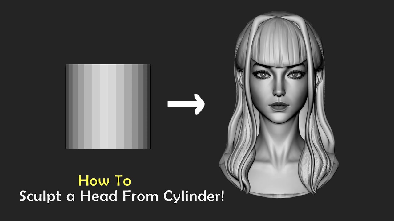How to Sculpt Appealing Head From Cylinder in ZBrush - Very Easy! Part ...