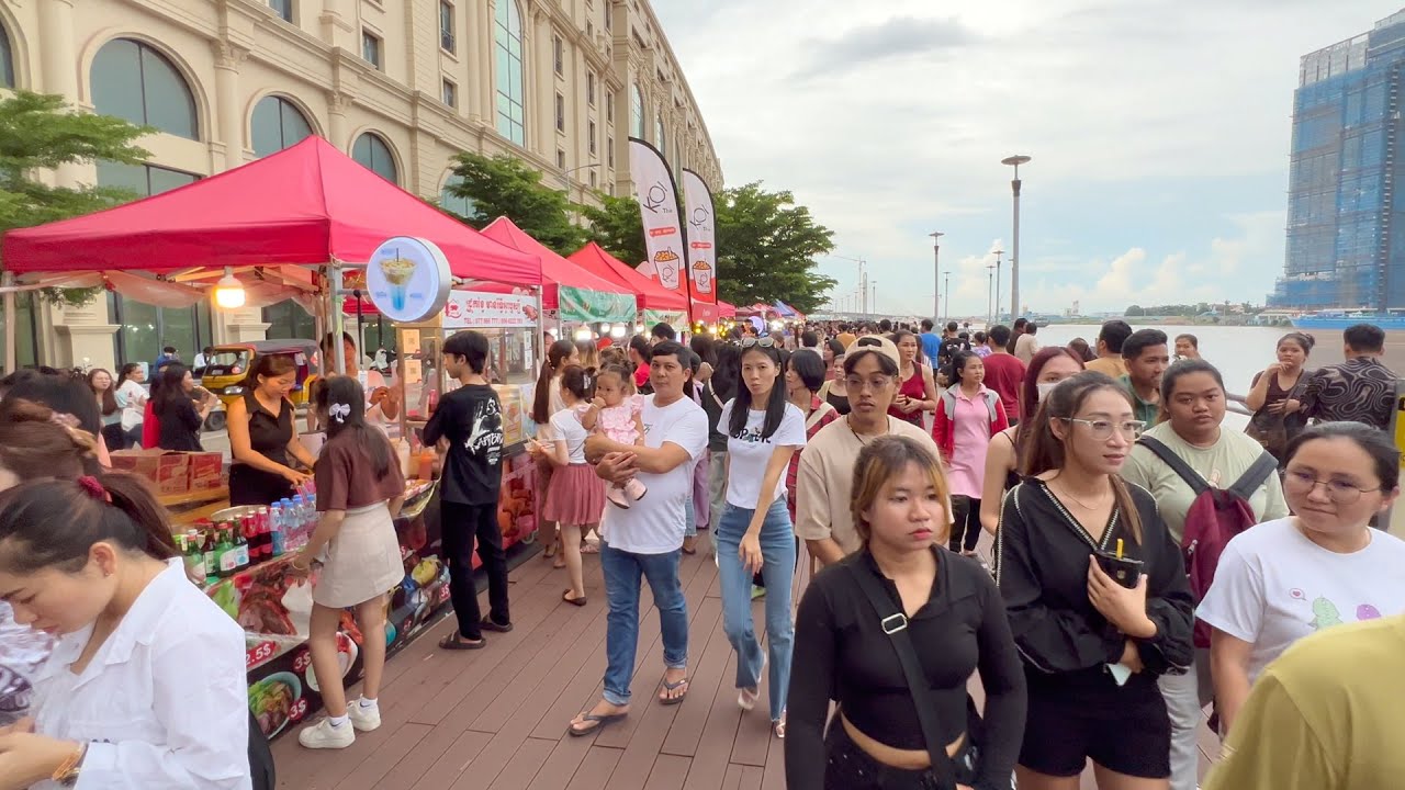 Wonderful Walking Tour Along The River Side @Koh Pich Center in Phnom ...