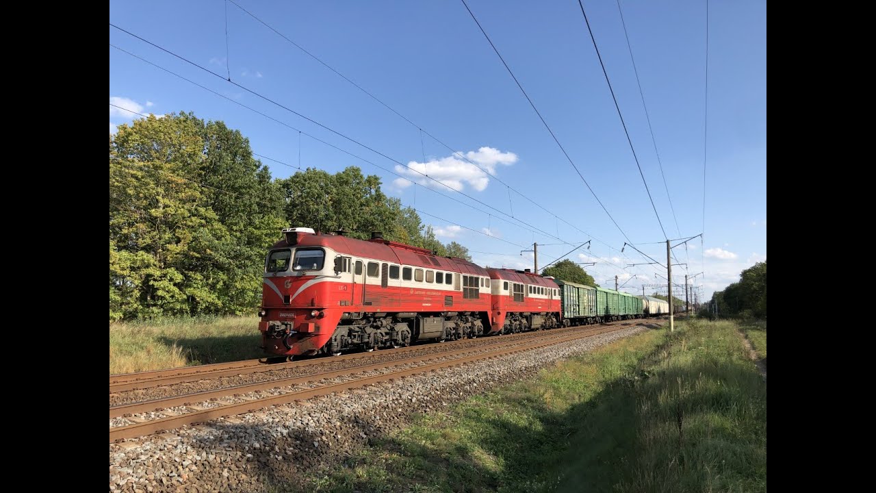 (HD) Lithuanian Railways Passenger & Freight trains at Voke, Sausai ...