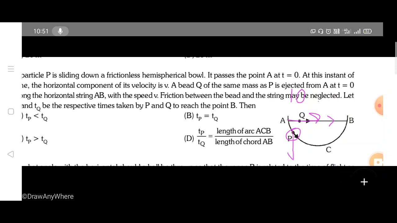 A particle P is sliding down a frictionless hemispherical bowl. It ...