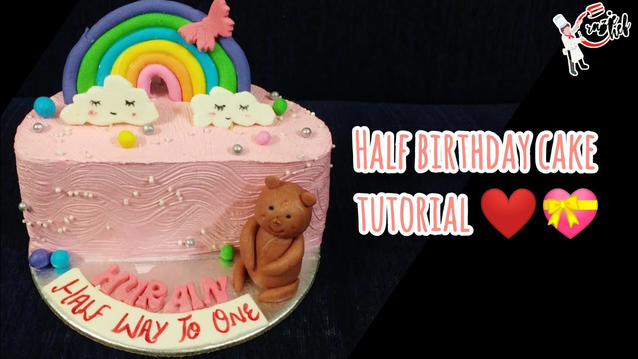 Half birthday cake tutorial 💕💕half way to one cake for a baby girl 😍🥰🥰🥰 ...