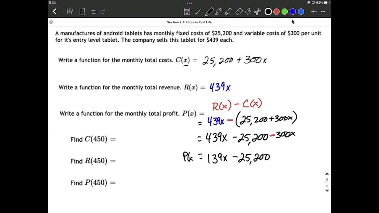 Create Cost, Revenue, and Profit Functions - YouTube