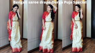 Traditional Bengali Saree Draping Tutorial For Durga Puja
