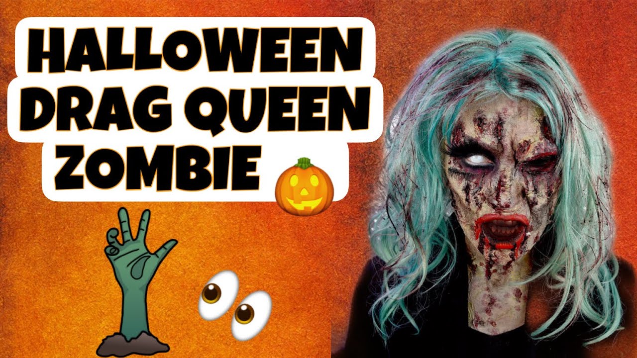 HALLOWEEN ZOMBIE DRAG QUEEN MAKEUP TUTORIAL, liquid latex, scar wax ...