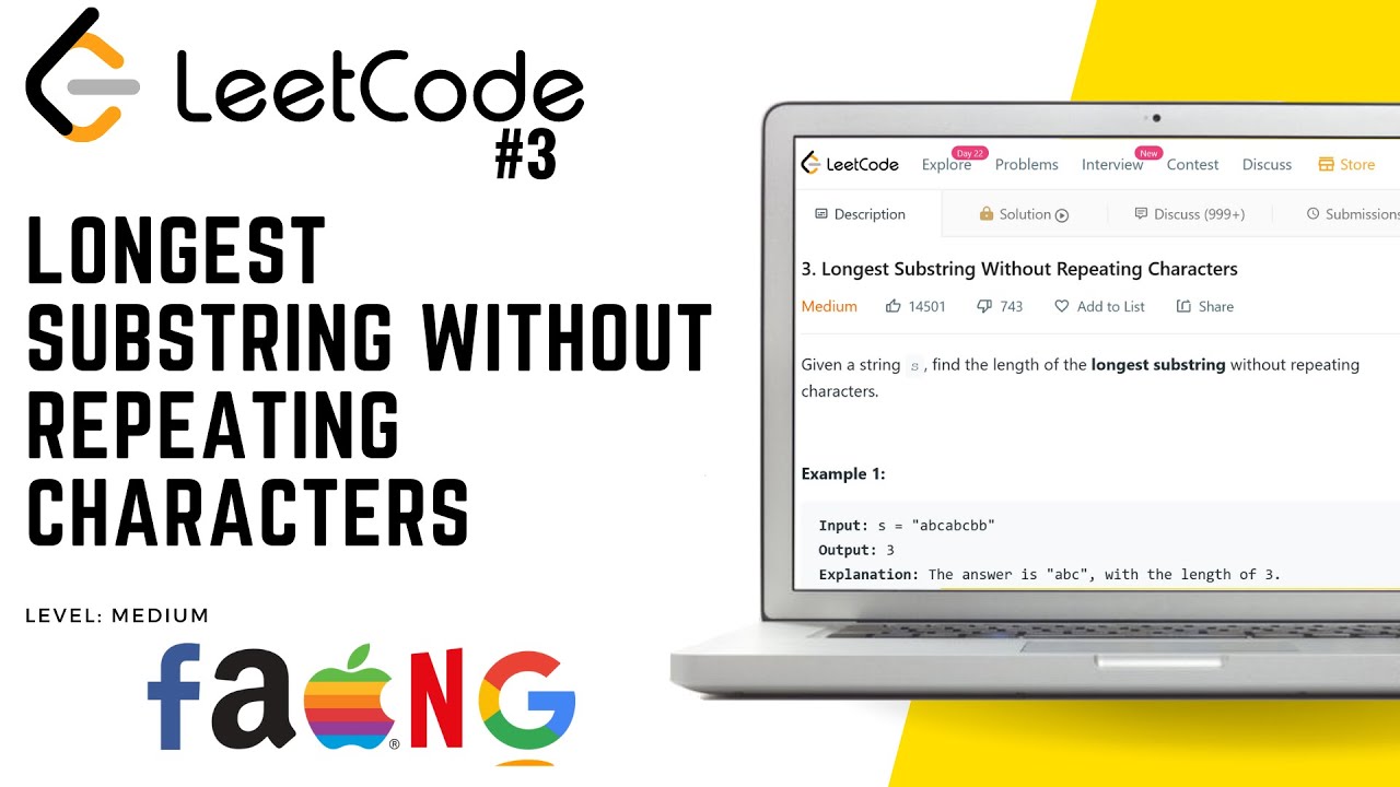 3 Longest Substring Without Repeating Characters Leetcode Medium 8108