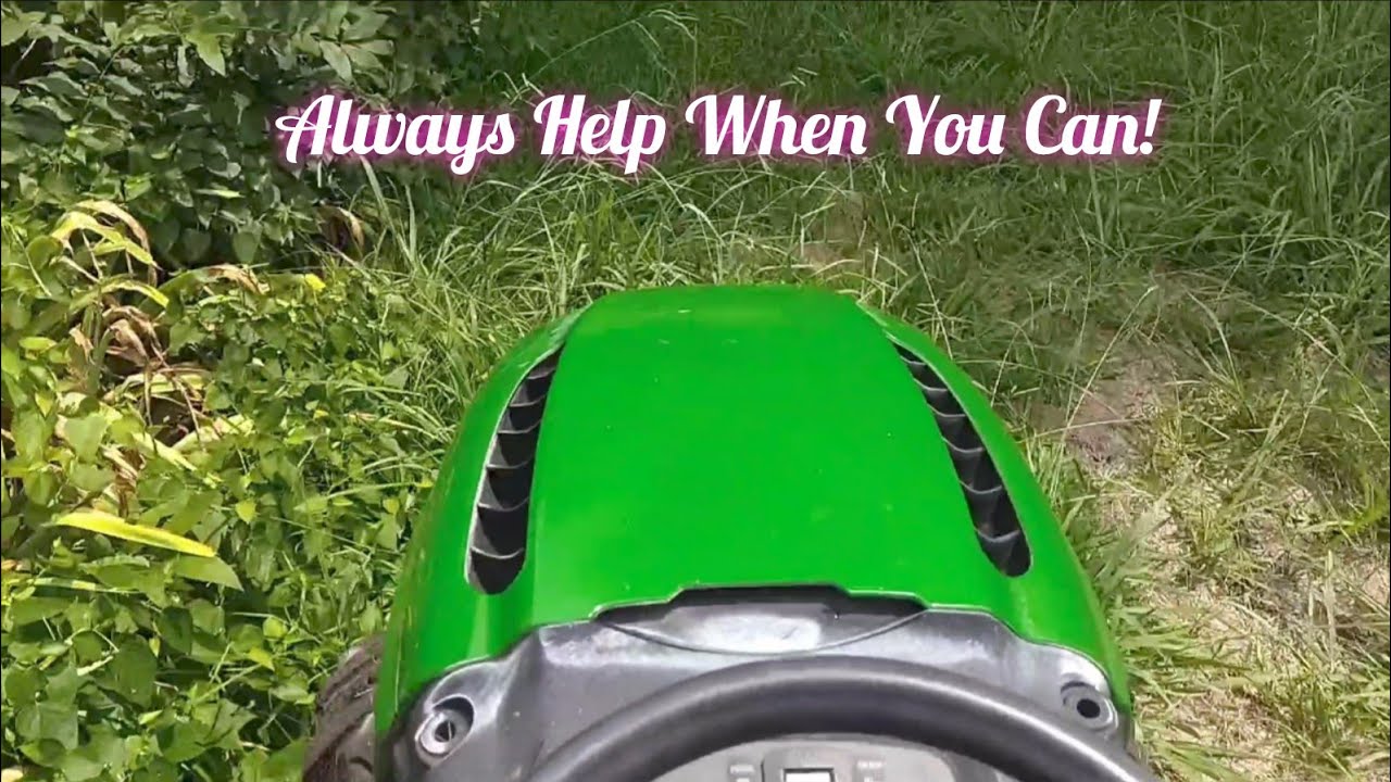 Mowing a Neighbor's Overgrown Yard for FREE in Tough Times ...