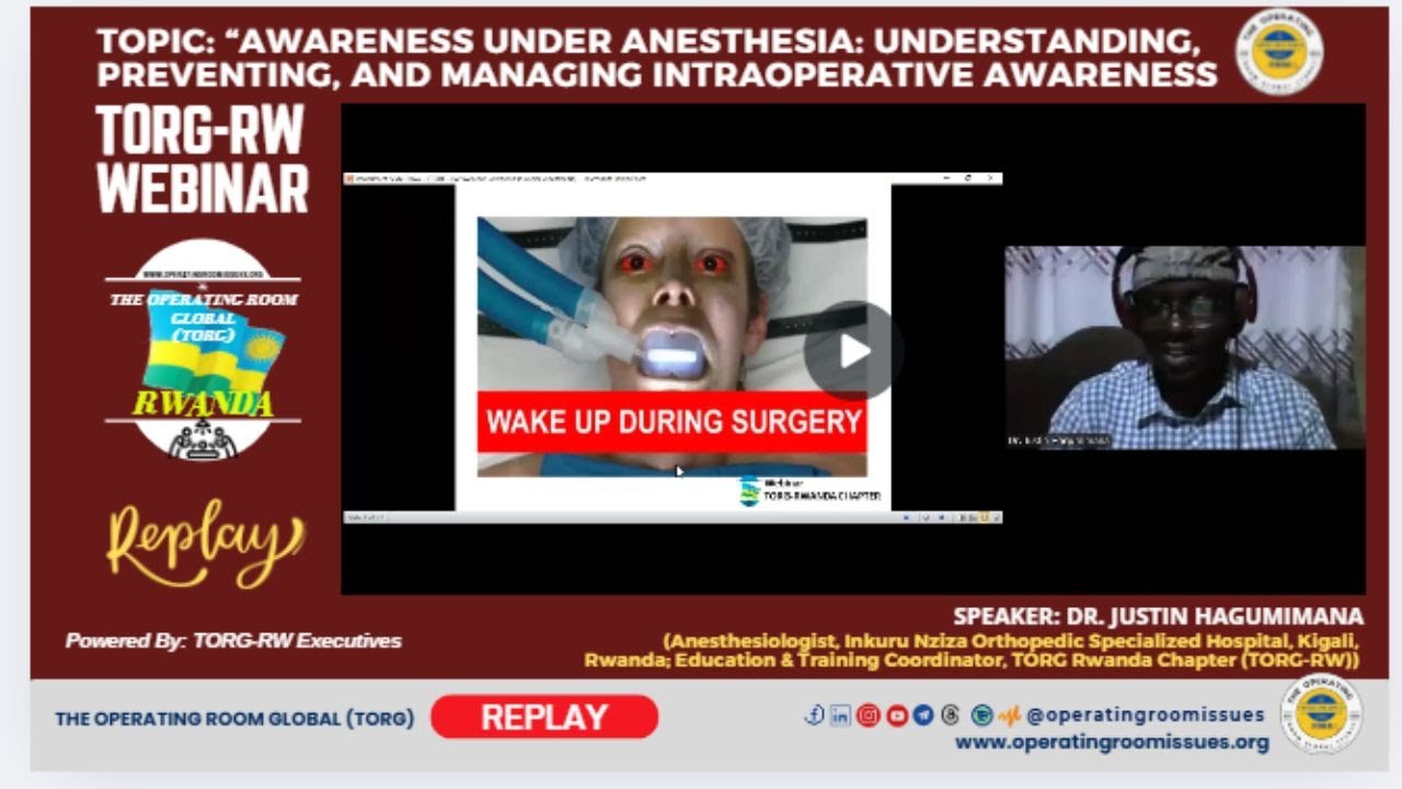 Awareness Under Anesthesia with Dr. Justin Hagumimana - TORG RW Webinar Replay - YouTube
