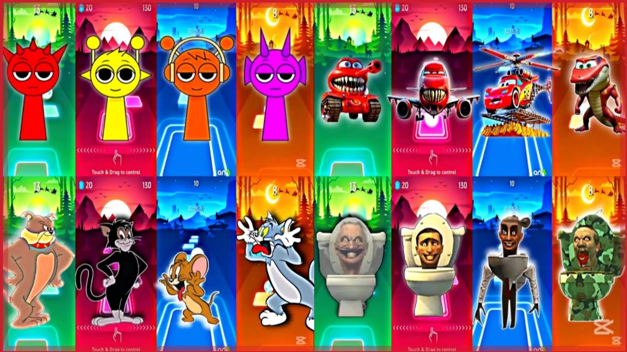 Incredibox Sprunki, McQueen, Tom and Jerry, Skibidi Toilet:🎶Tiles Hop ...