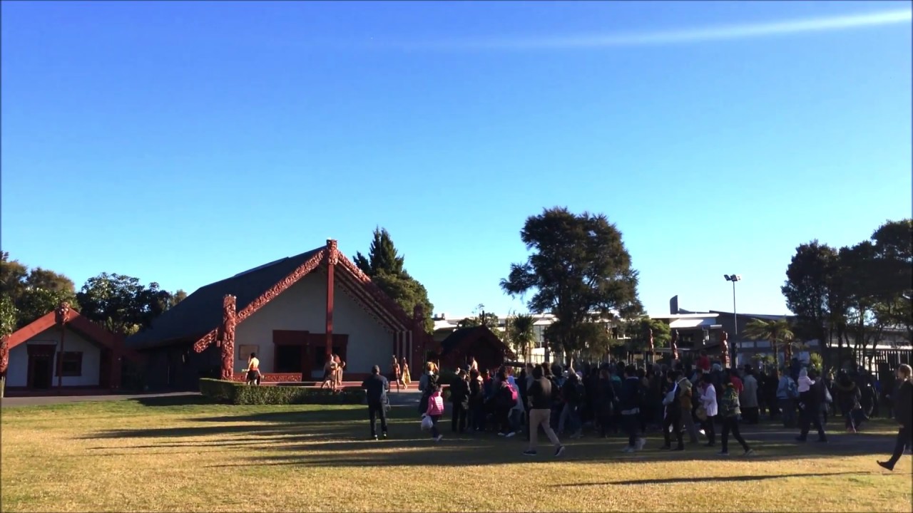Pōwhiri Welcome ceremony outside marae at Te Puia, Rotorua - YouTube