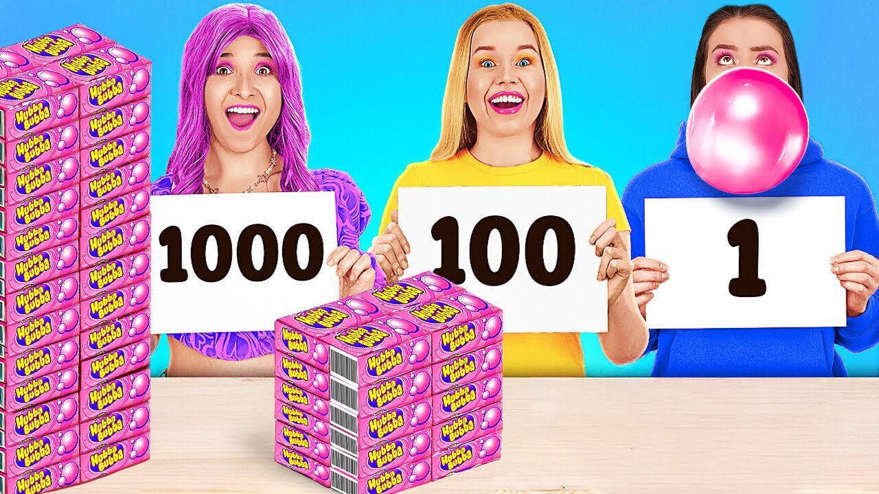 100 LAYERS OF FOOD CHALLENGE || Gummy VS Chocolate For 24 Hours by 123 ...