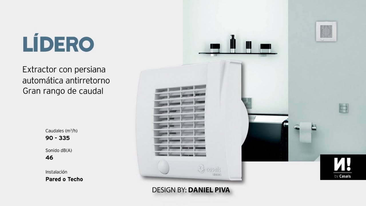 Extractor de baños y cocinas LIDERO desigNtial by Casals.Con persiana ...