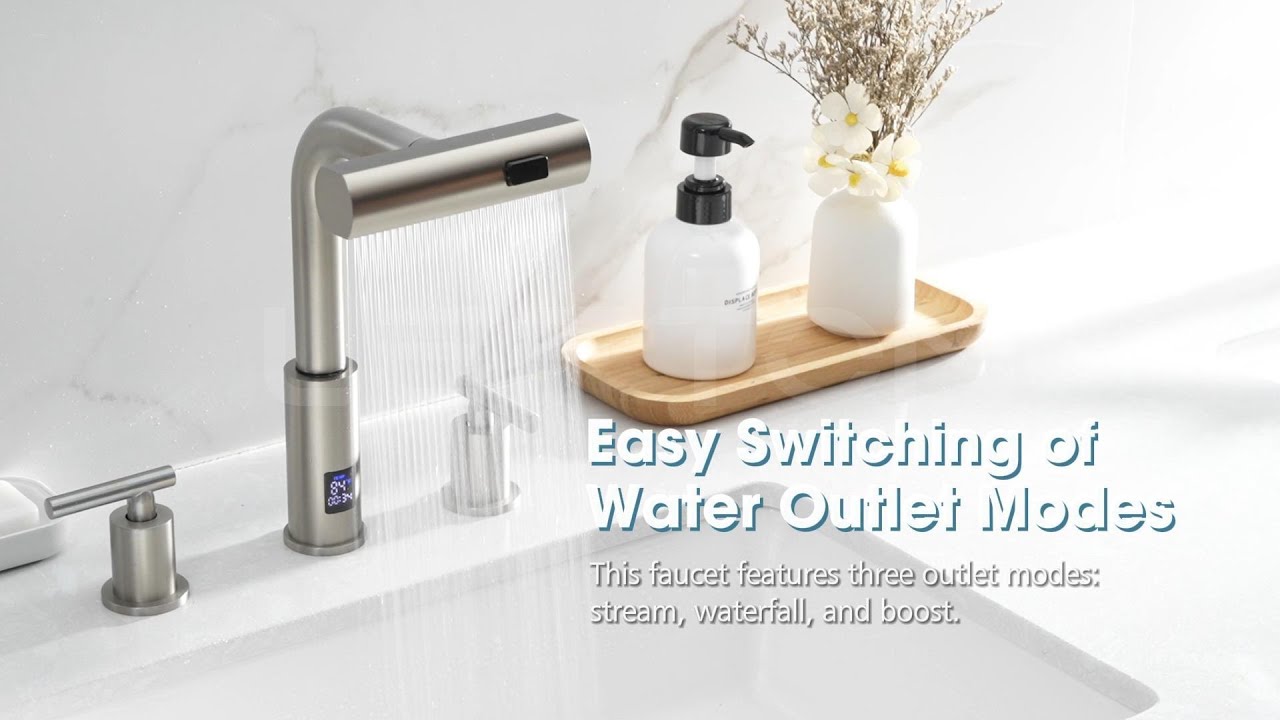 Lefton Two-Handle Widespread Waterfall & Pull-Out Bathroom Faucet with ...