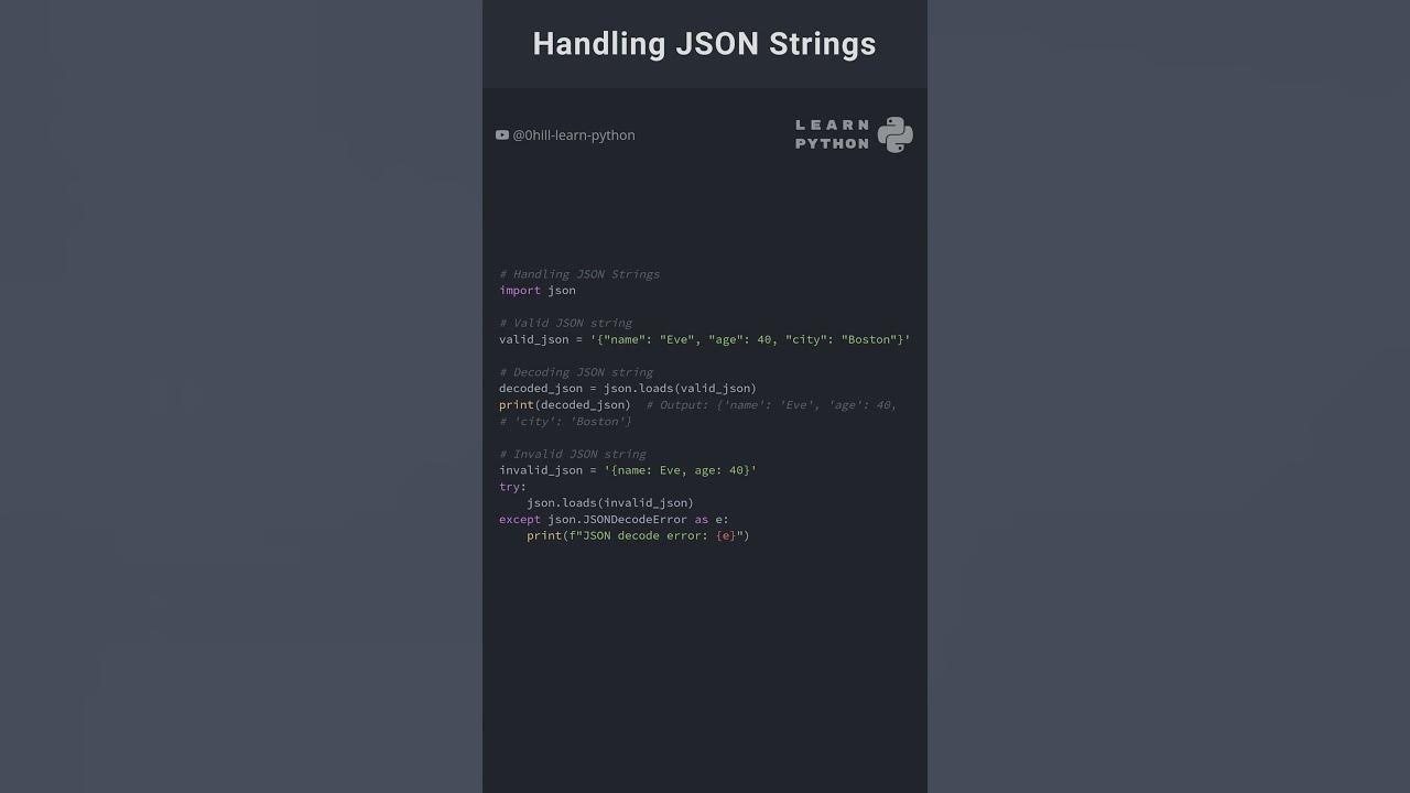 Handling Json Strings In Python Pythonlearning Programming Coding