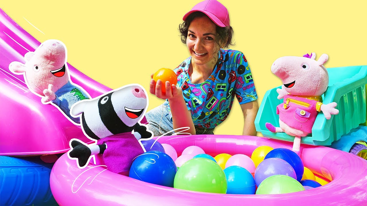 Le palline colorate e la frutta e la verdura giocattolo. Giochi per ...