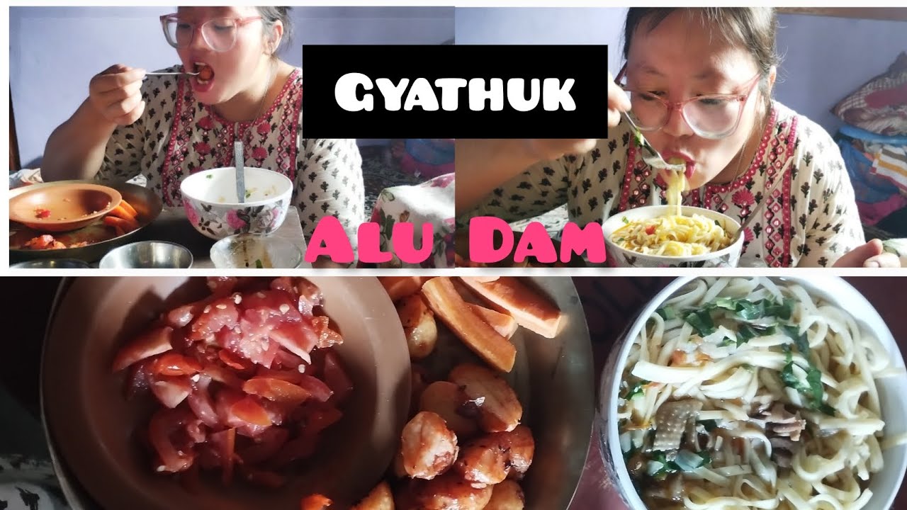 chicken gyathuk and spicy🌶 aludam# first time mukbang - YouTube