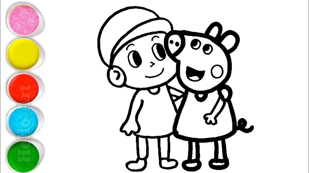 Cute Pocoyo and Pippa Pig Drawing, Painting and Coloring For Kids and ...