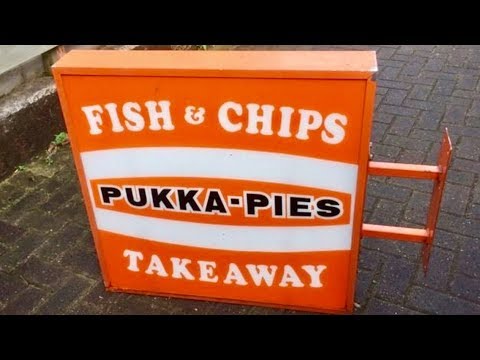Pukka pies fish & chips sign - YouTube