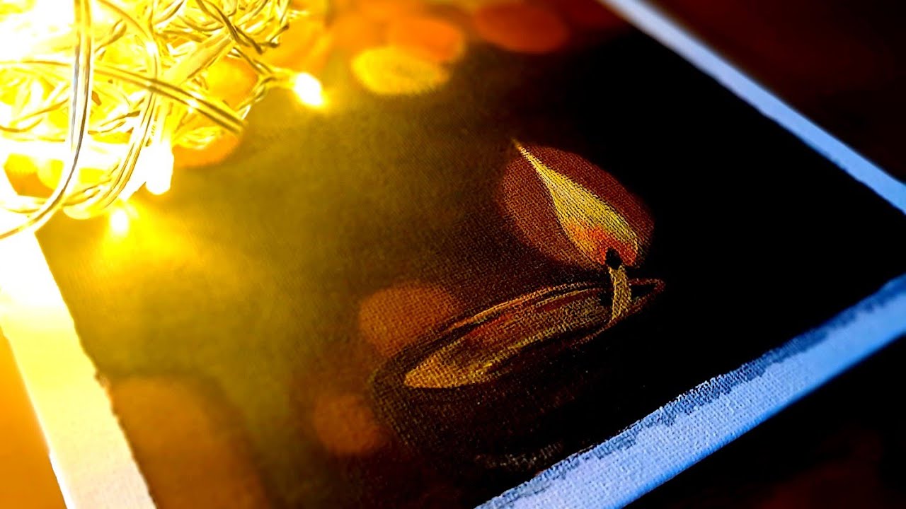 Diwali Drawing / Diya painting / Diwali diya drawing /deepavali deepam ...