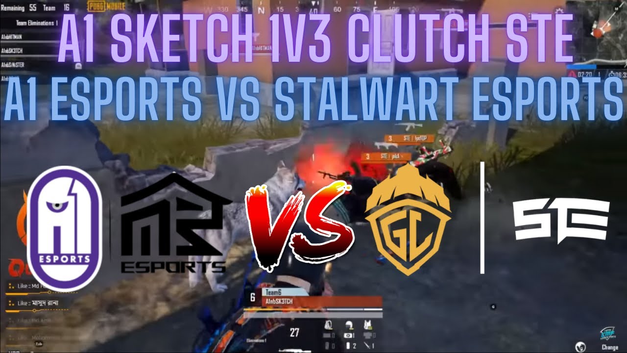 A1nbSK3TCH Instant 1V3 CLUTCH STE😤|A1 Esports VS Stalwart Esports ...