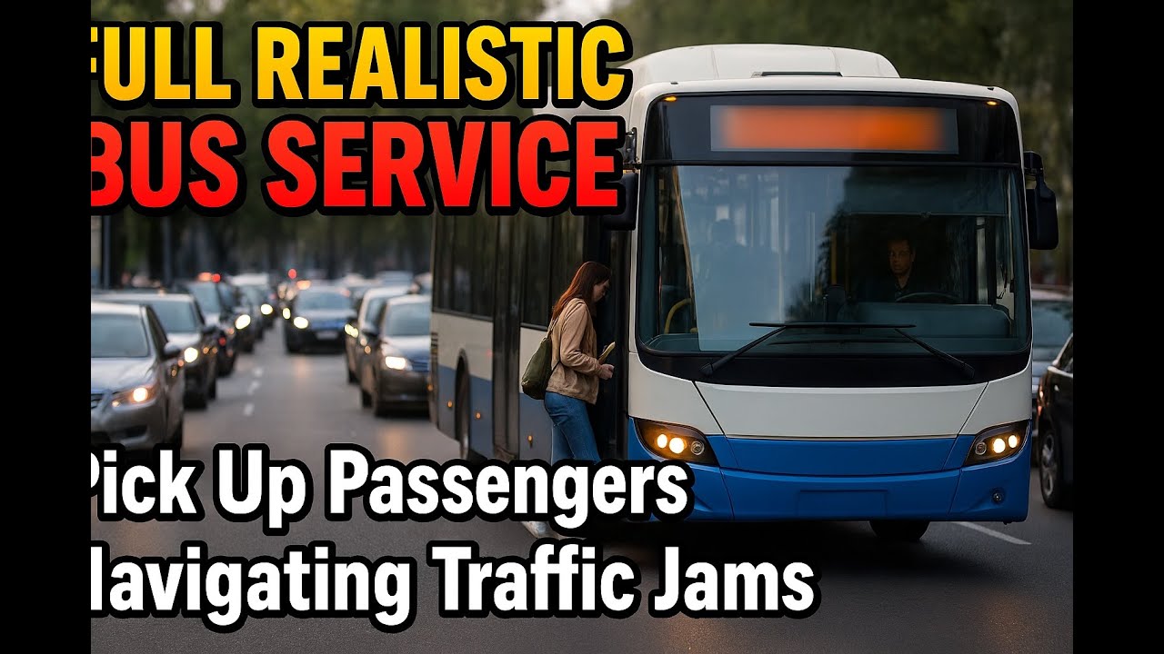Full Realistic Bus Service: Picking Up Passengers, Navigating Traffic ...