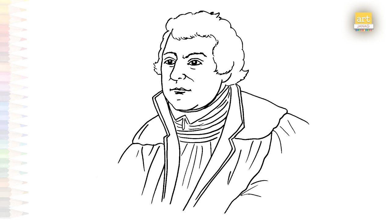 Martin Luther drawing easy | Portrait Art | How to draw Martin Luther ...